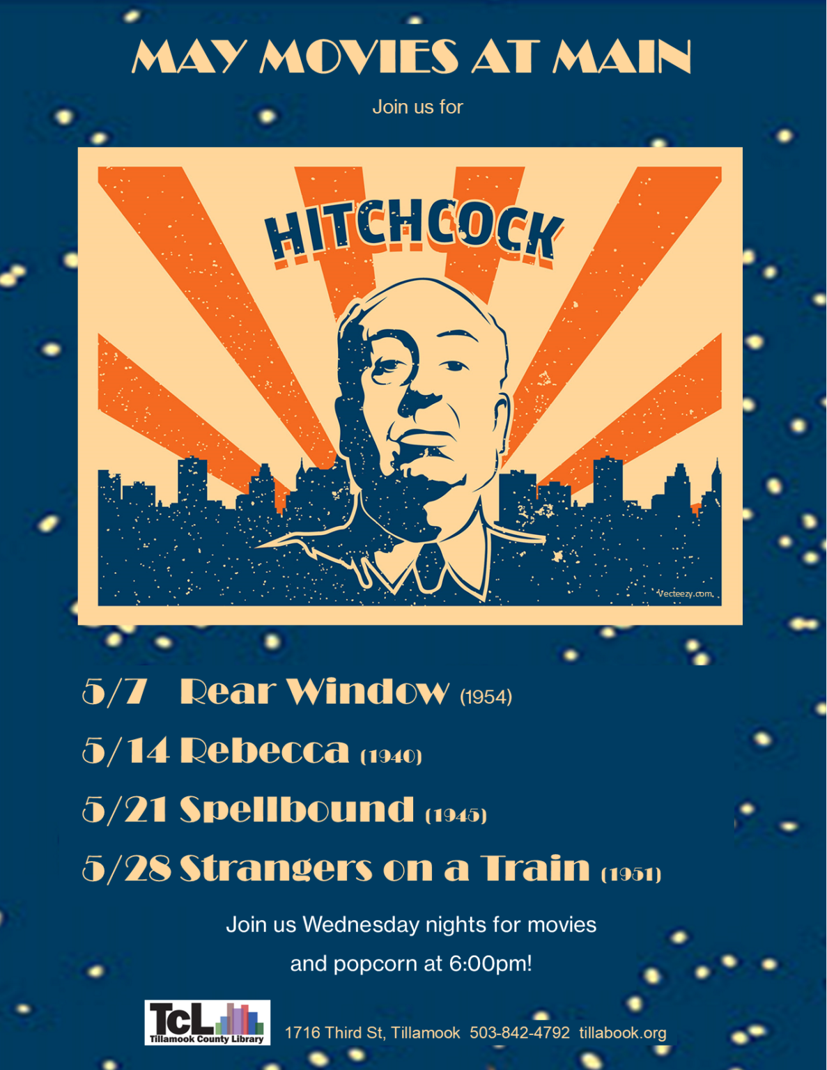 May Movies at Main: Alfred Hitchcock – Manzanita Oregon Visitor Center